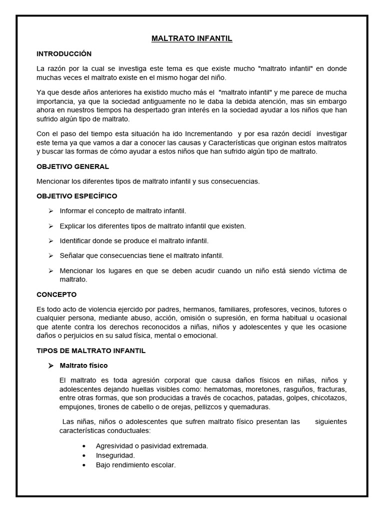 Prevención del Maltrato Infantil | PDF | Abuso infantil | Abuso sexual