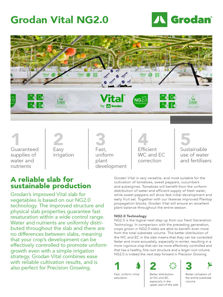Grodan Vital NG2.0 Slab Overview | PDF | Irrigation | Water