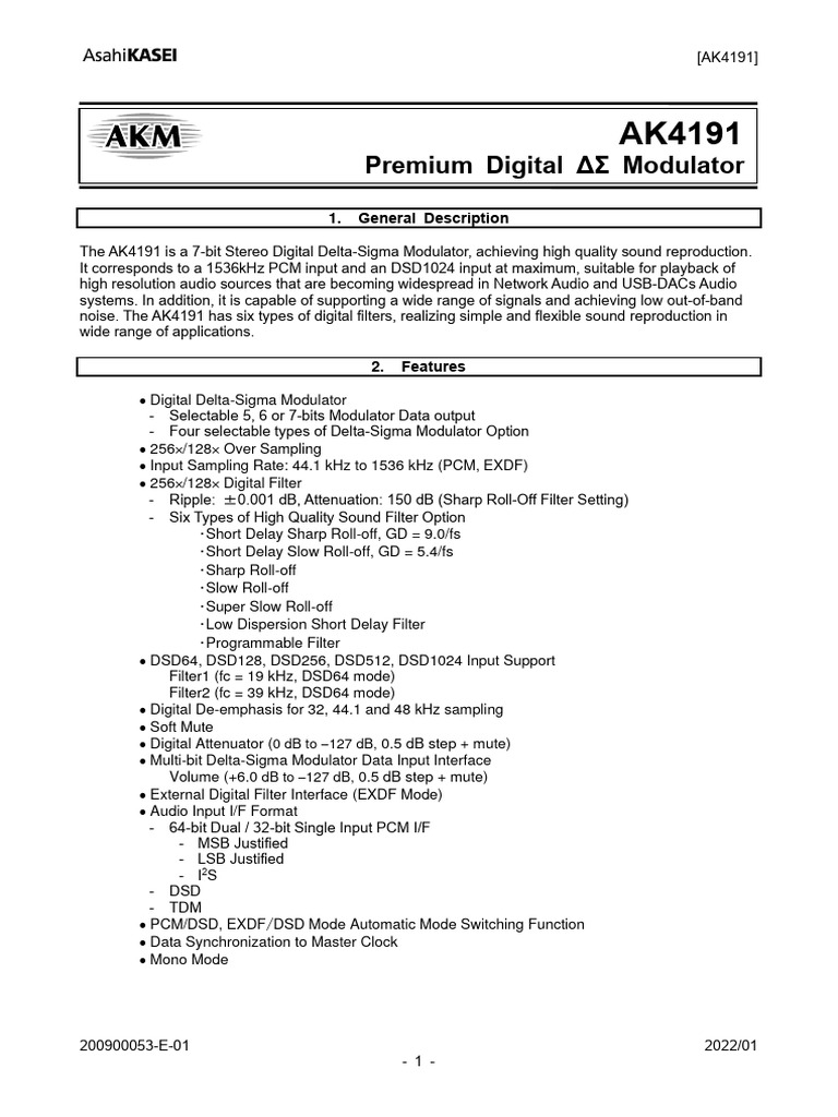 Ak4191eq en Datasheet Myakm | PDF | Power Supply | Sampling (Signal Processing)