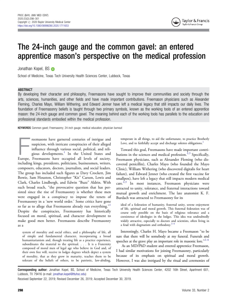 The 24-Inch Gauge and The Common Gavel - An Entered Apprentice Mason's ...