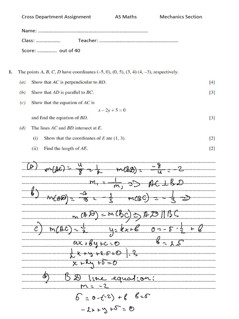 Kami Export - Murat Garaev - Cross Department Assignment 2 AS Maths Mechs | PDF