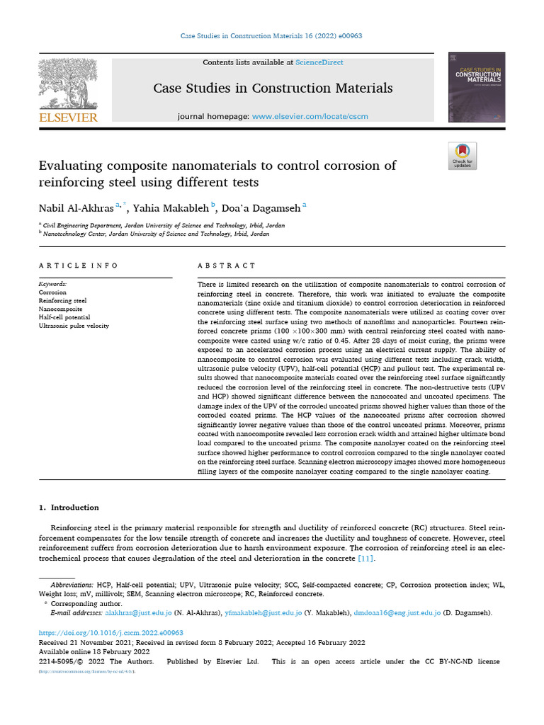 Case Studies in Construction Materials: Nabil Al-Akhras, Yahia Makableh, Doa'a Dagamseh | PDF ...