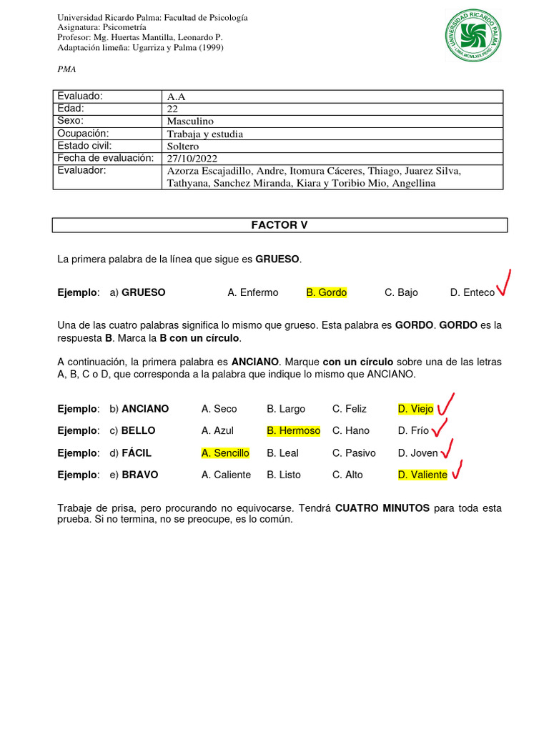 Protocolo, Perfil e Interpretación Del PMA | PDF | Información | Cociente de inteligencia