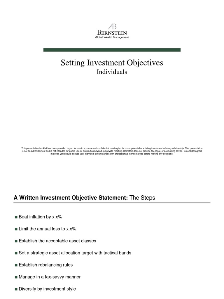 Setting Investment Objectives | PDF | Asset Allocation | Hedge Fund