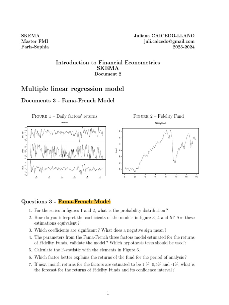 Document 2 - MLR and Fama-French Model | PDF | Regression Analysis ...