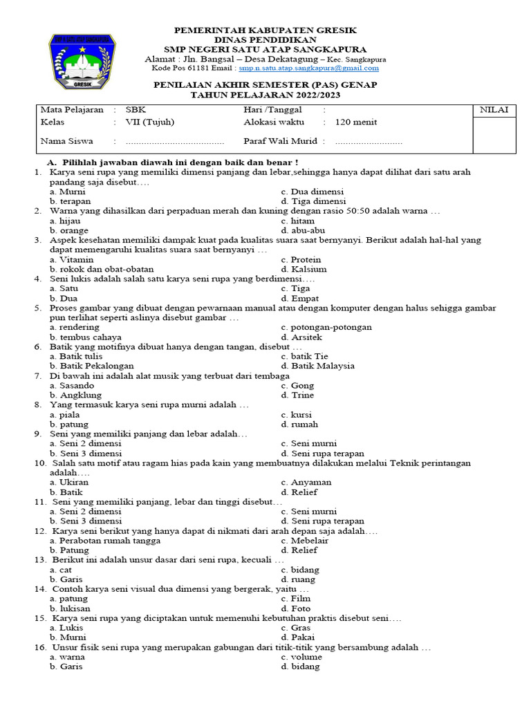 Pas SBK Genap K7-8 2022-2023 | PDF