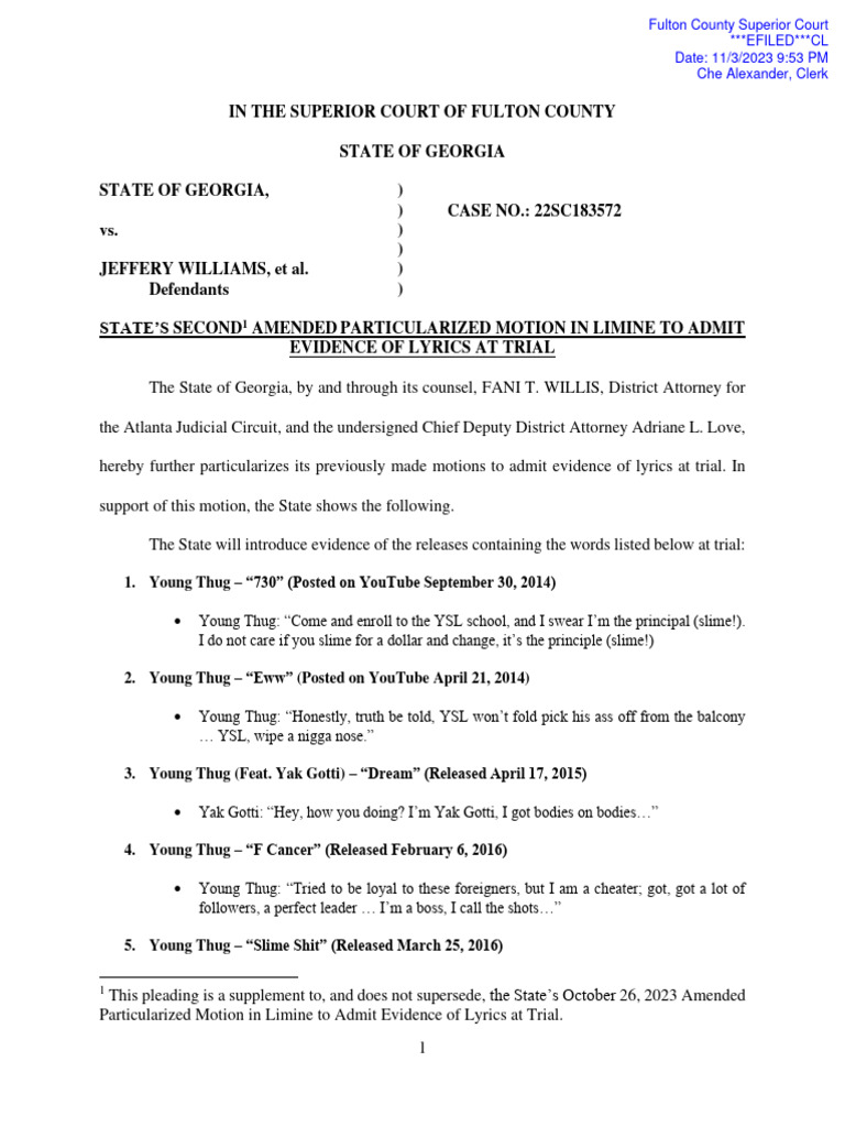 State v. Williams - Notice of Lyrics | PDF | Police | District Attorney