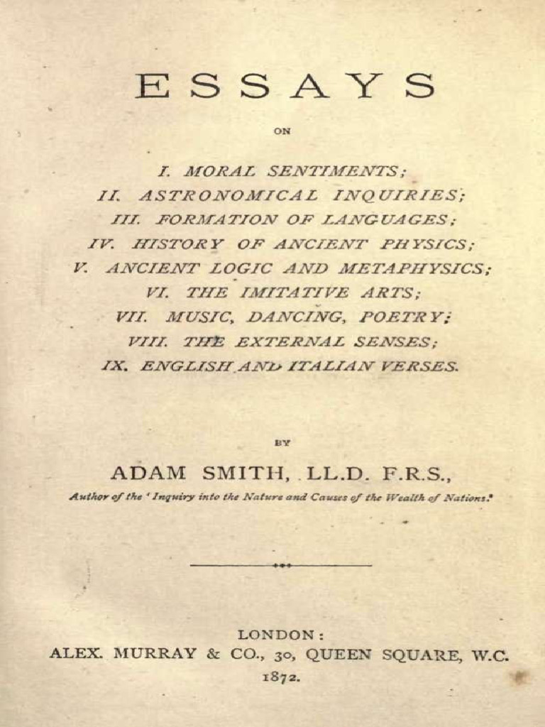 The Essays of Adam Smith | PDF | Sympathy | Anger