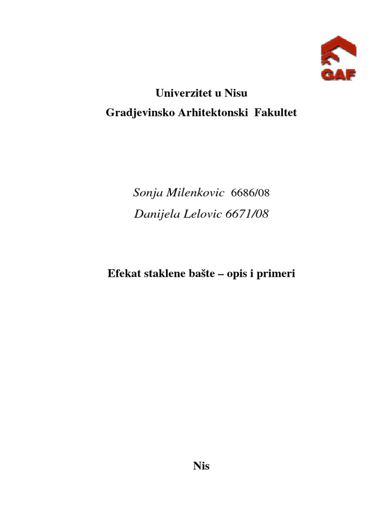 Efekat Staklene Baste - Ekologija, Gradjevina | PDF