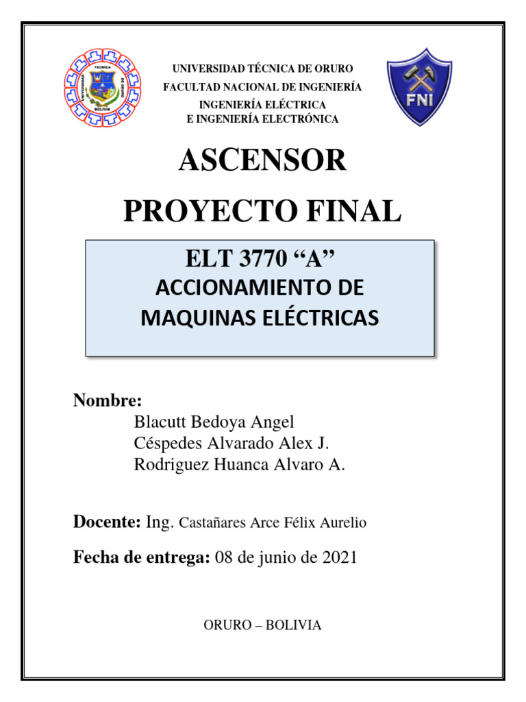 Proyecto Asensor 3770-2021 | PDF | Ascensor | Vehículos
