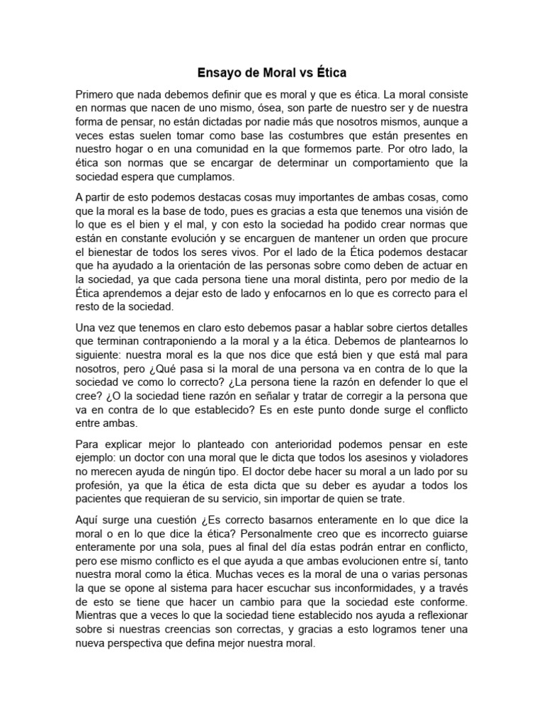 Moral Vs Etica | PDF | Moralidad | Sociedad