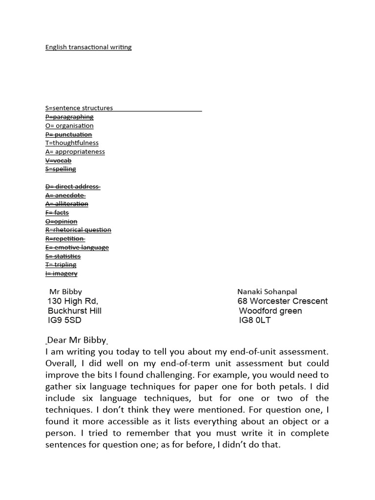 English Transactional Writing | PDF English Transactional Writing | PDF