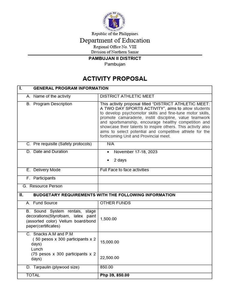 Activity-Proposal-municipal Meet | PDF | Sports | Psychological Concepts