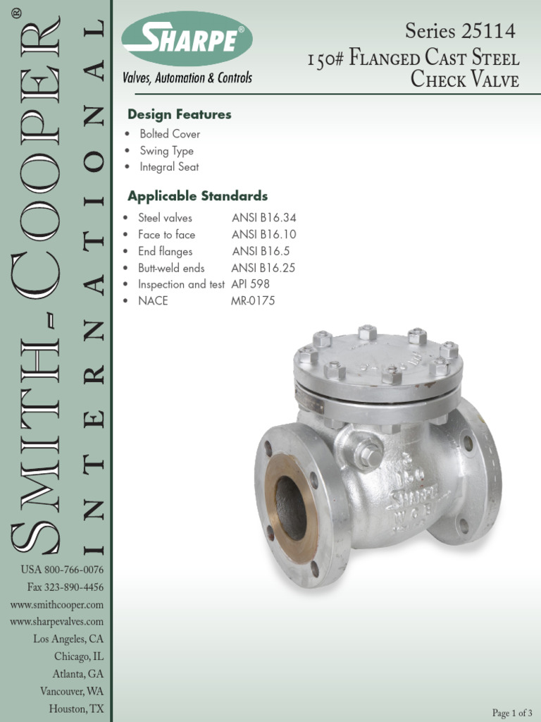 Series-25 SWING CHECK SPEC SHEET | PDF | Valve | Mechanical Engineering