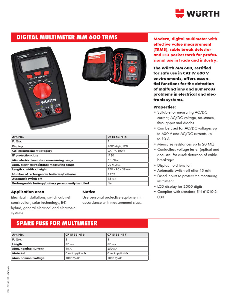 Digital Multimeter MM 600 Trms | PDF | Electrical Resistance And ...