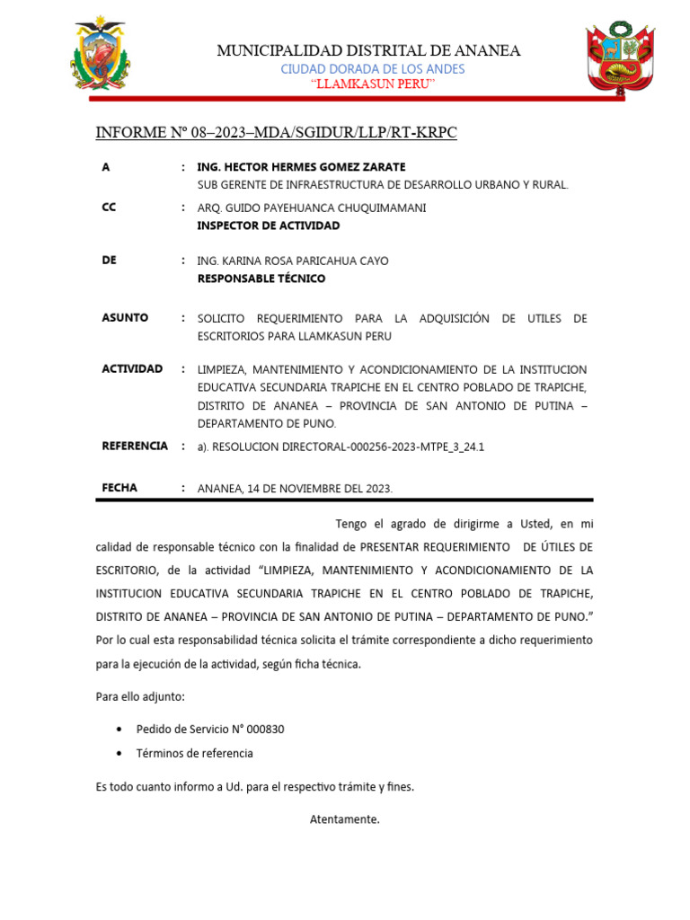 Informe #08 Utiles de Escritorio | PDF