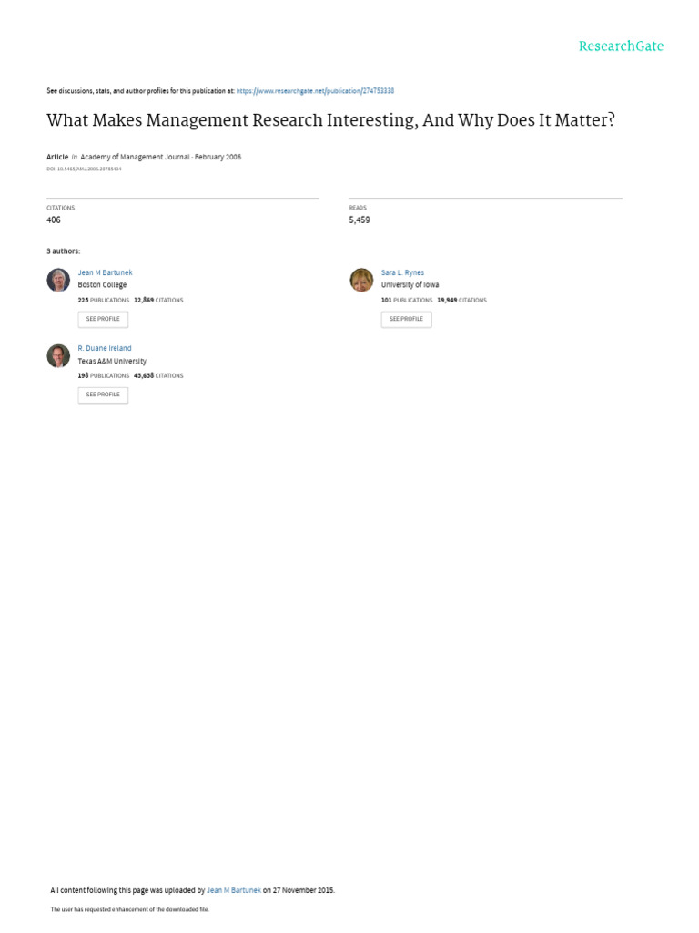 What Makes Management Research Interesting, and Why Does It Matter ...