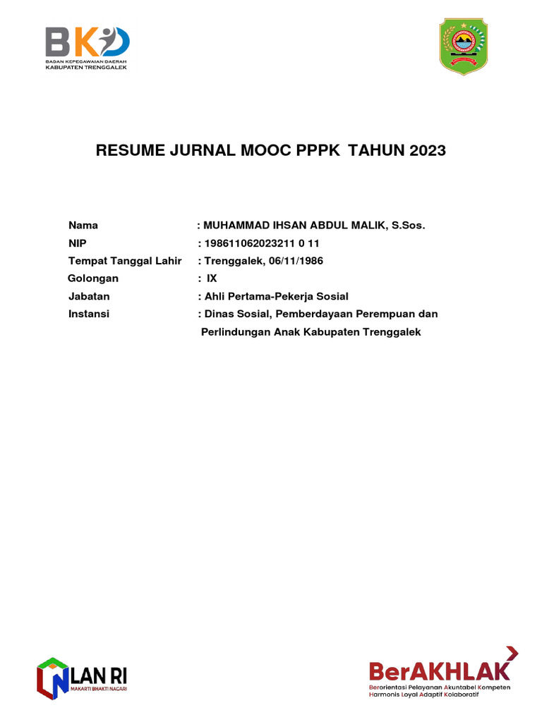 RESUME JURNAL MOOC PPPK TAHUN 2023 M. Ihsan A Malik | PDF