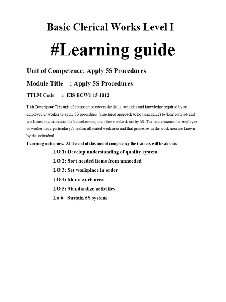 Apply 5S Procedure | PDF | Quality Assurance | Quality Management System