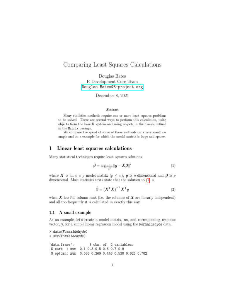 Comparisons | PDF | Matrix (Mathematics) | Least Squares