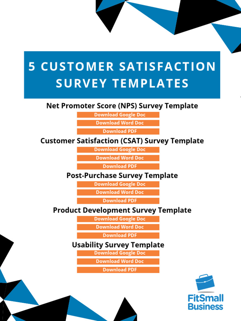 5 Customer Satisfaction Survey Templates - 1page - Canva | PDF