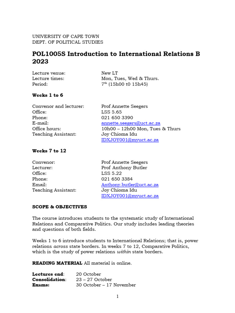 Pol 1005 S | PDF | International Relations | Political Science
