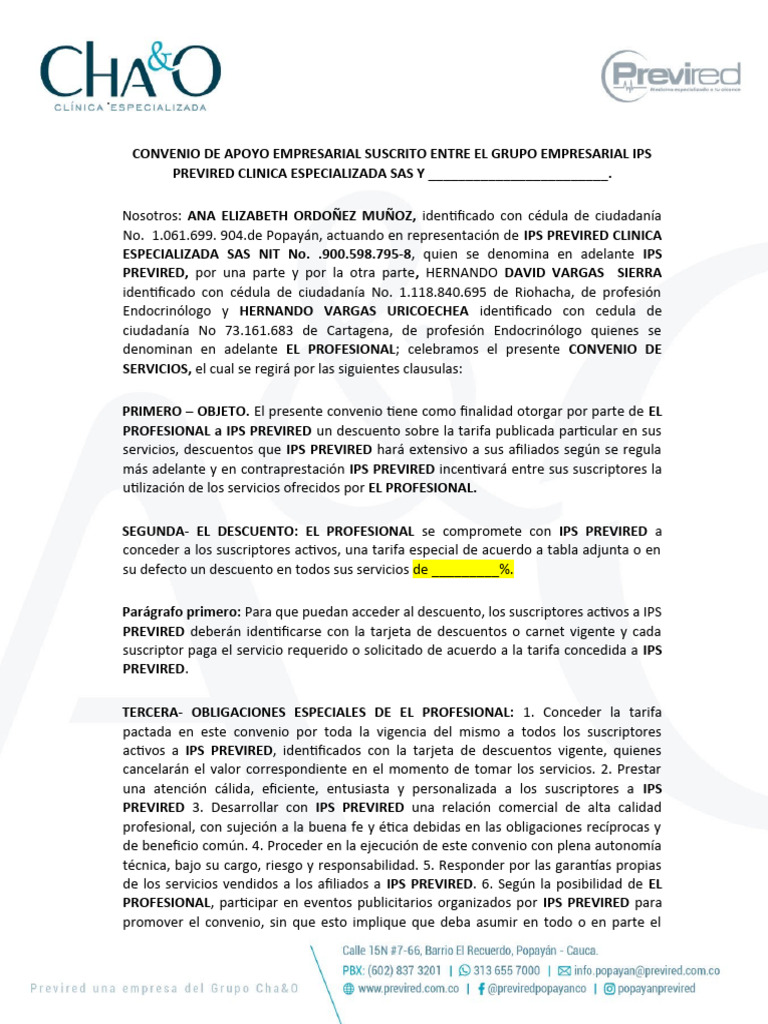 Formato Convenios Medicos | PDF