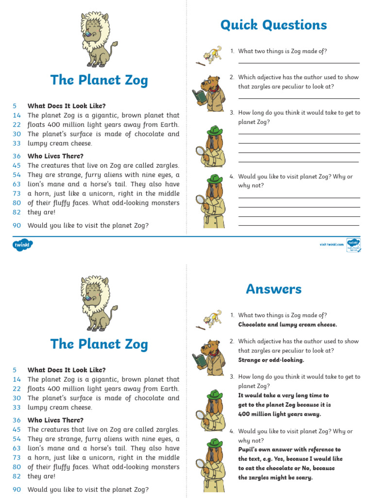 Planet Zog: Facts & Inhabitants | PDF