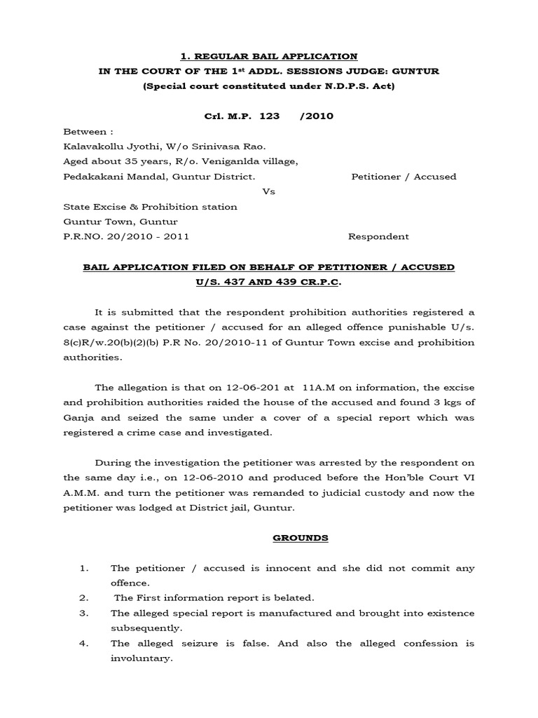 Bail Application | PDF | Bail | National Security