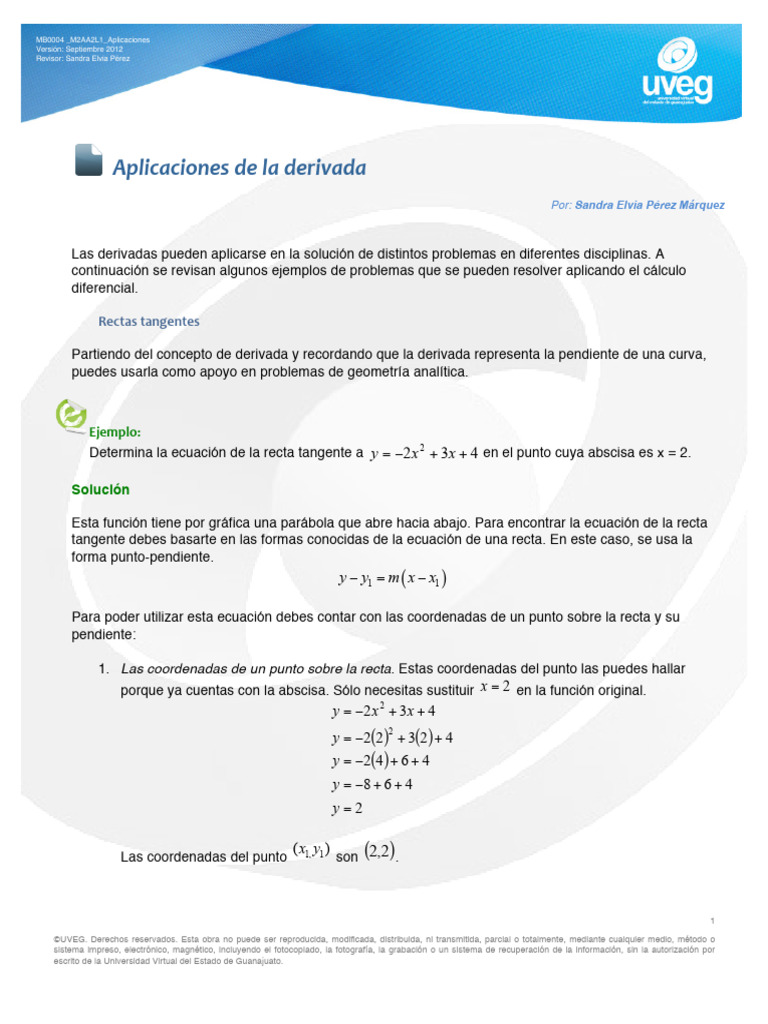 Aplicaciones de La Derivada | PDF | Derivado | Ecuaciones