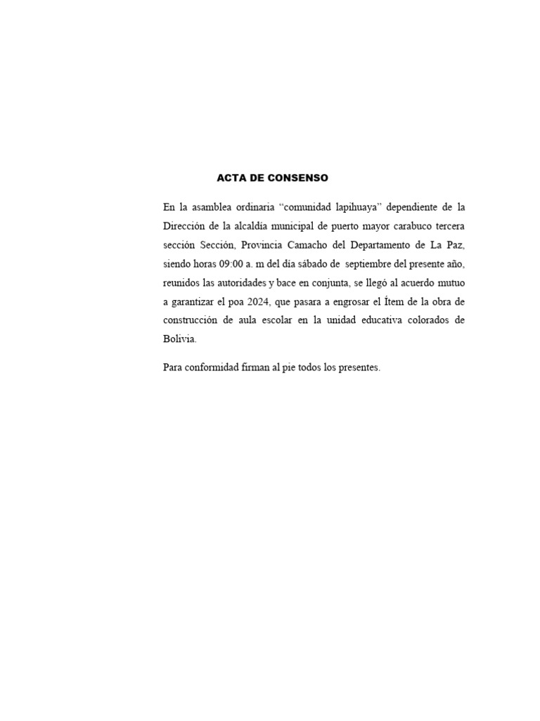 Acta de Consenso | PDF