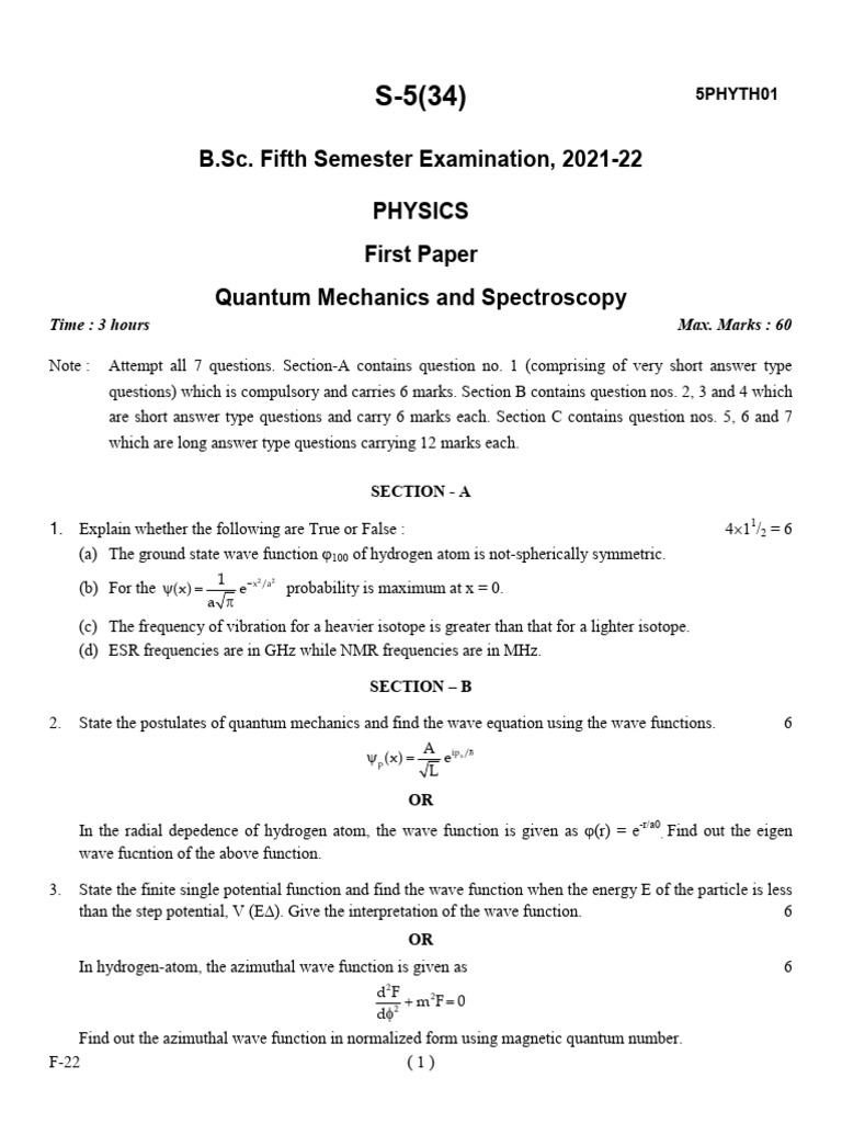 S 5 - 34 - PHYSICS ndheYW | PDF | Wave Function | Waves