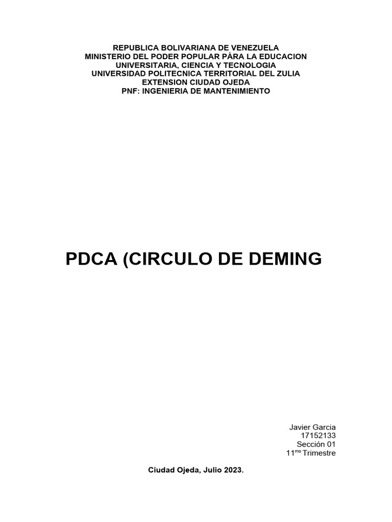 Ciclo PDCA: Mejora Continua en Procesos | PDF | Indicador de ...