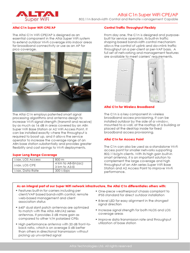 Altai C1n Catalog Eng 230203 | PDF | Wi Fi | Wireless Access Point