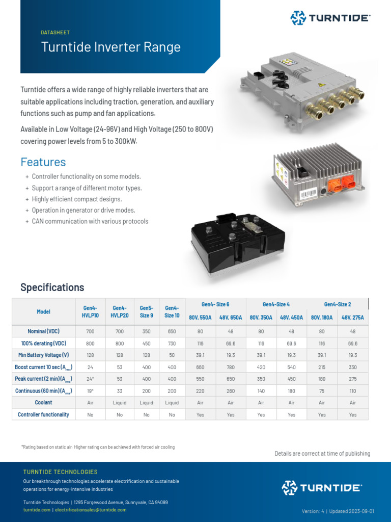 Inverter Range Datasheet | PDF | Power Inverter | Manufactured Goods
