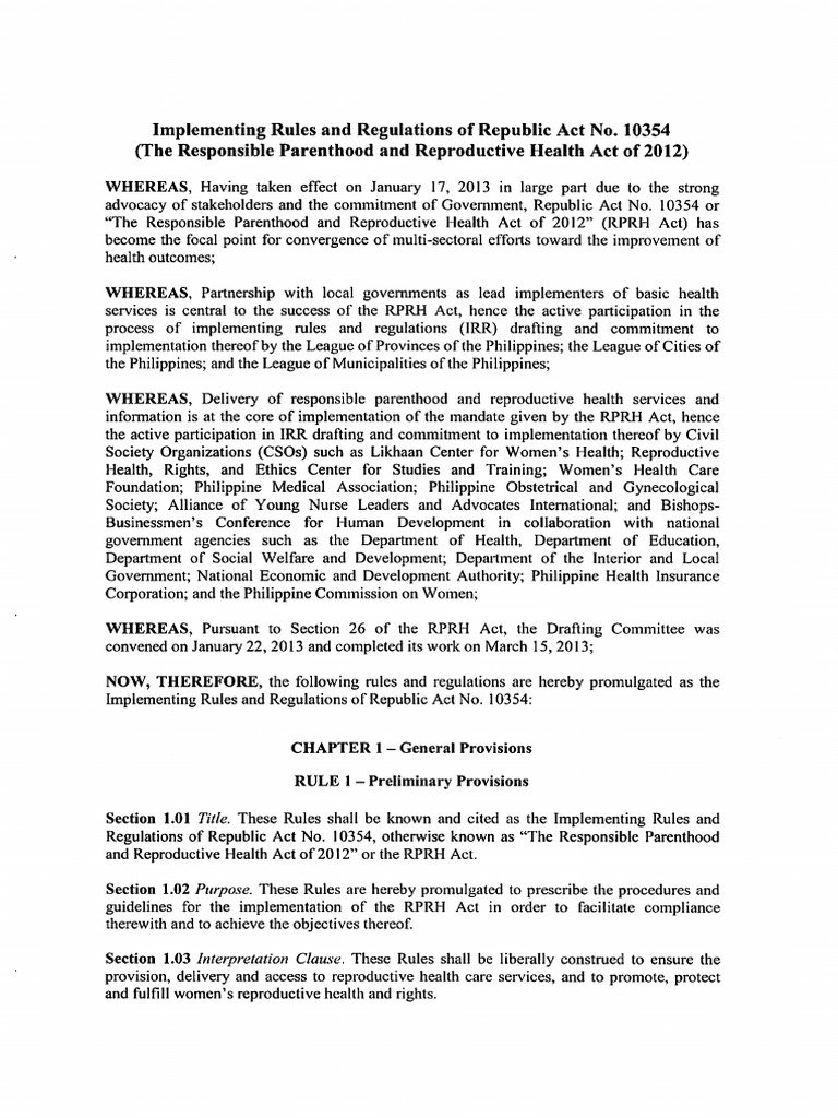IRR-RA-10354-RPRH Law | PDF