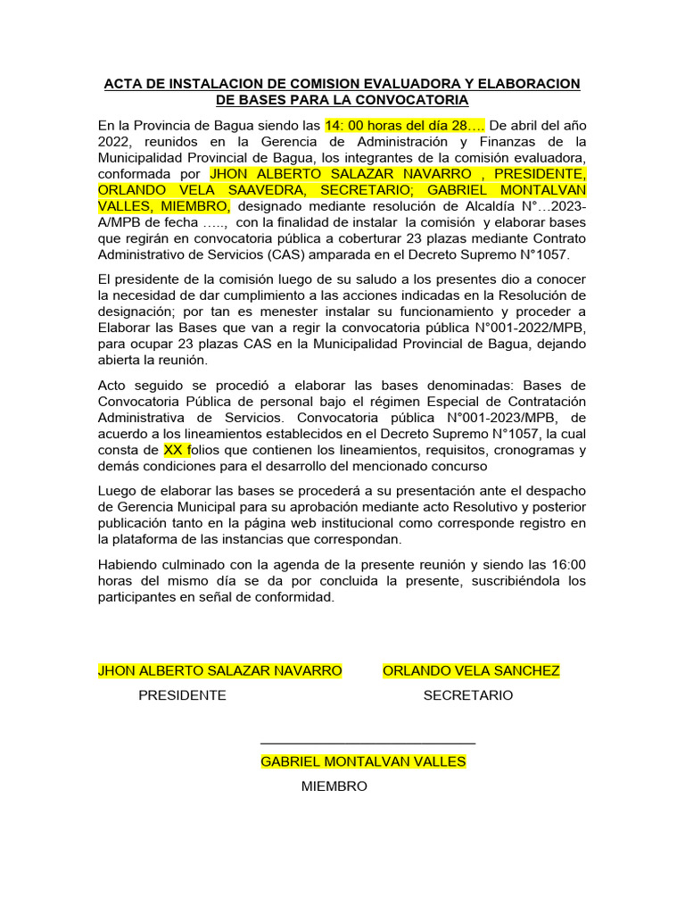 009-Acta de Instalacion de Comite | PDF 009-Acta de Instalacion de Comite | PDF