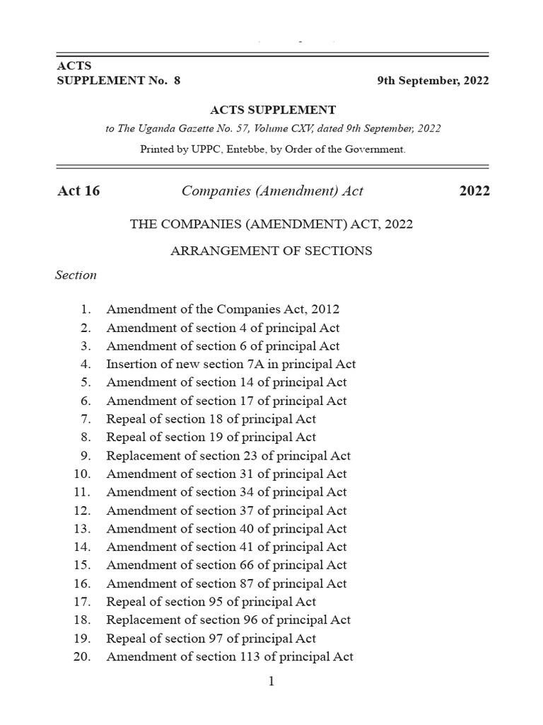 Companies (Amendment) Act 2022 | PDF | Identity Document | Articles Of Association