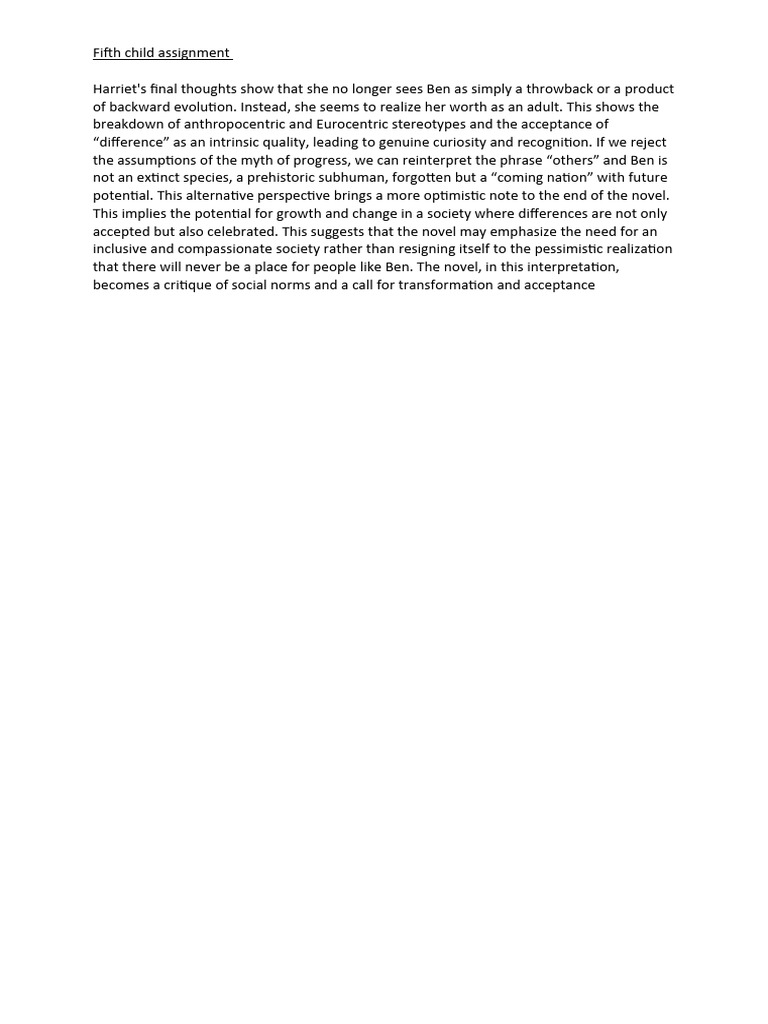 Fifth Child Assignment | PDF