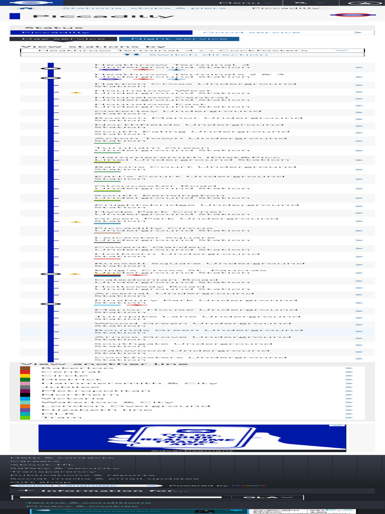 Piccadilly Underground Line - Transport For London | PDF | Public ...