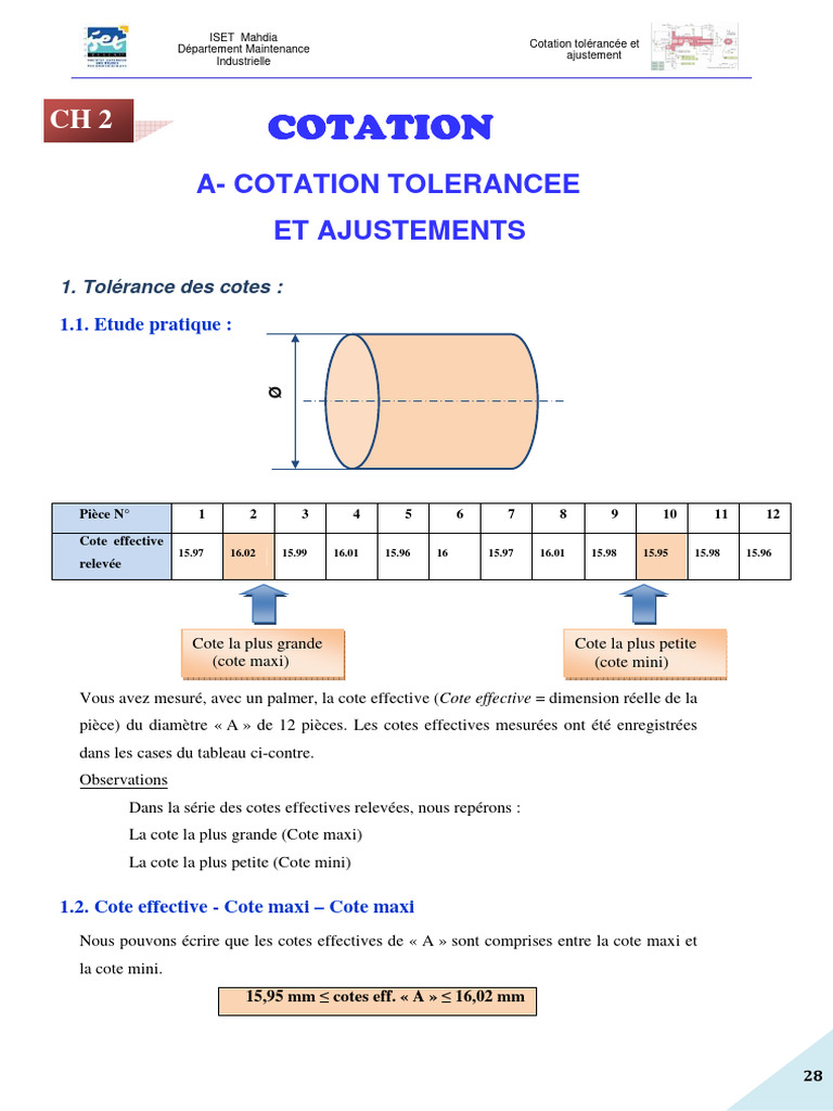 CH 2 - Cotation | PDF | Tolérance géométrique | Géométrie