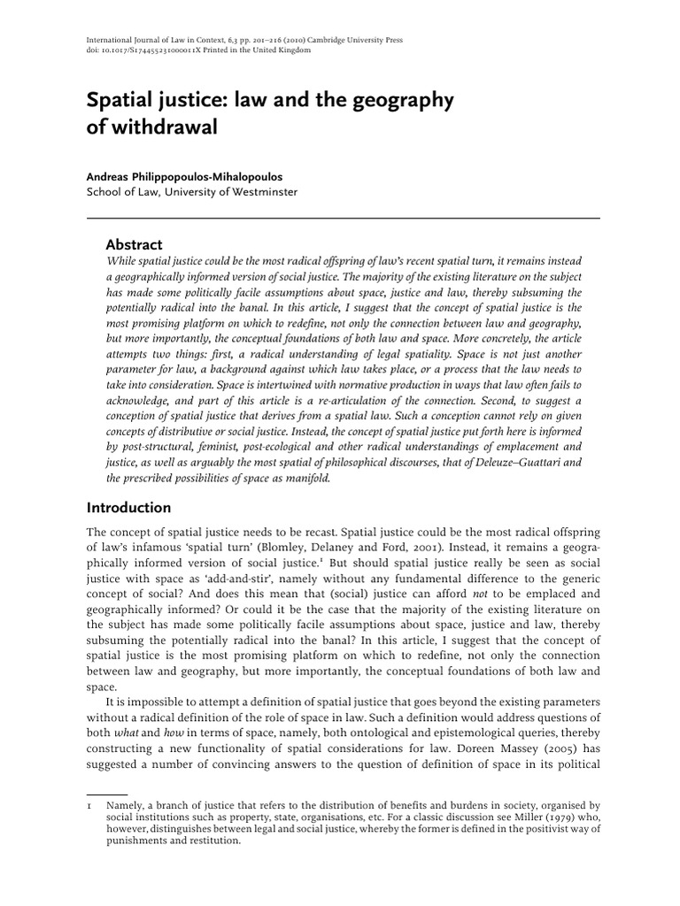 Spatial Justice Law and The Geography of | PDF | Space | Justice