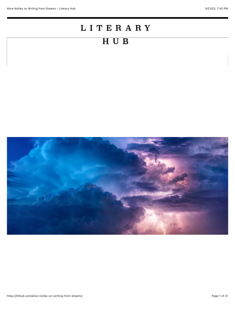 Alice Notley On Writing From Dreams Literary Hub | PDF | Dream | Telepathy