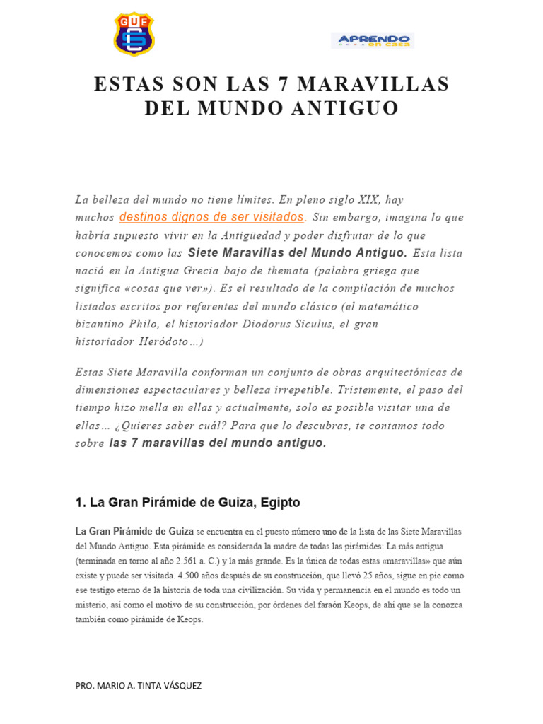 Siete Maravillas del Mundo Antiguo | PDF | Antiguedad clasica