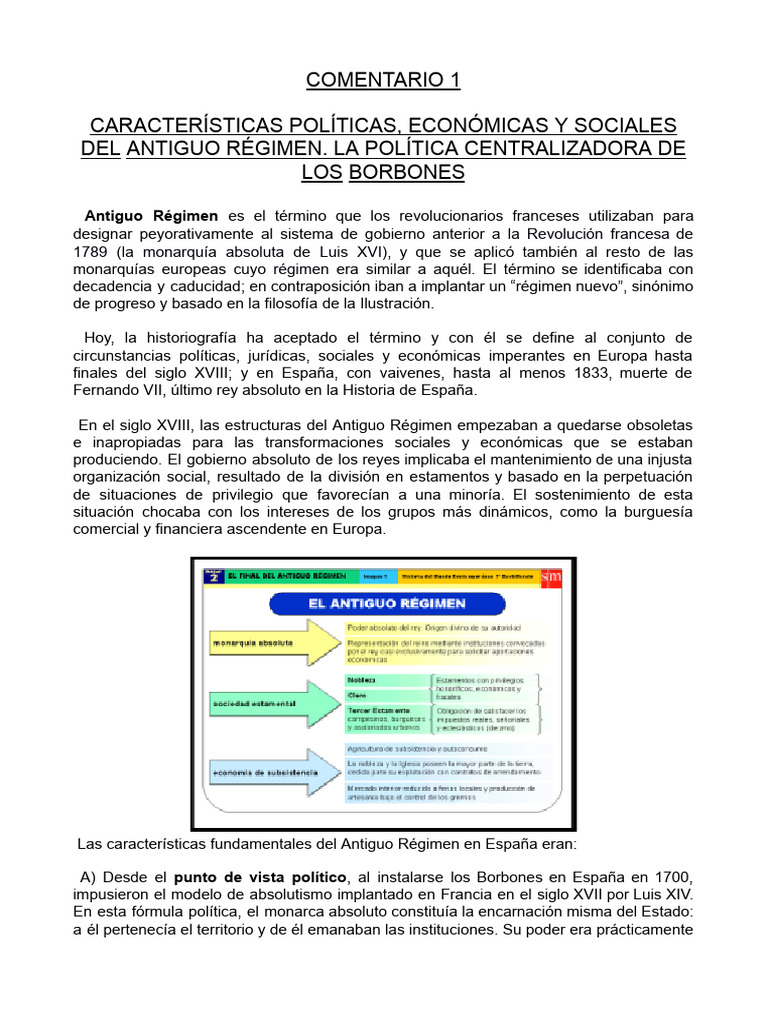 Comentario 1 El Antiguo Régimen en España | PDF | España