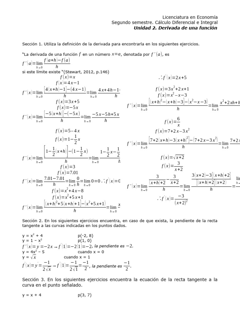 Derivadas y Aplicaciones en Economía | PDF | Derivado | Pendiente