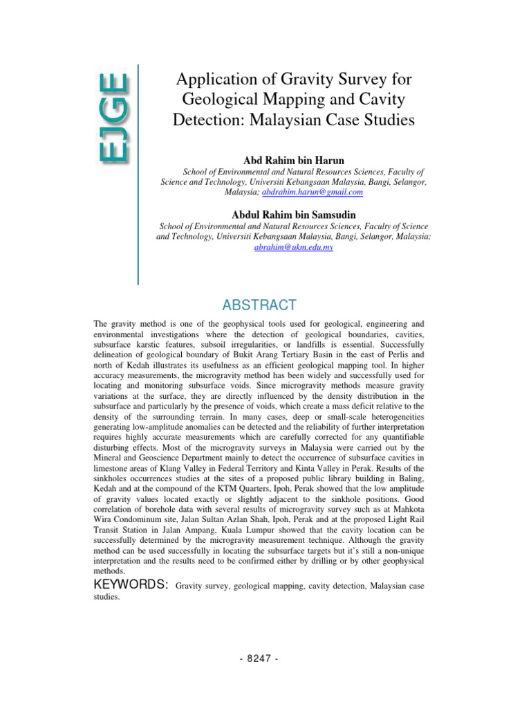 Application Gravity Survey in Geophysics Klab | PDF | Surveying | Metrology