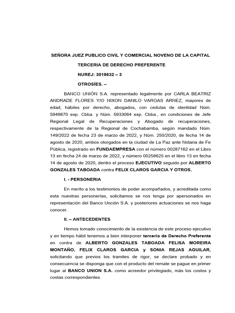Practica Grupal - Terceria de Derecho Preferente | PDF | Justicia ...