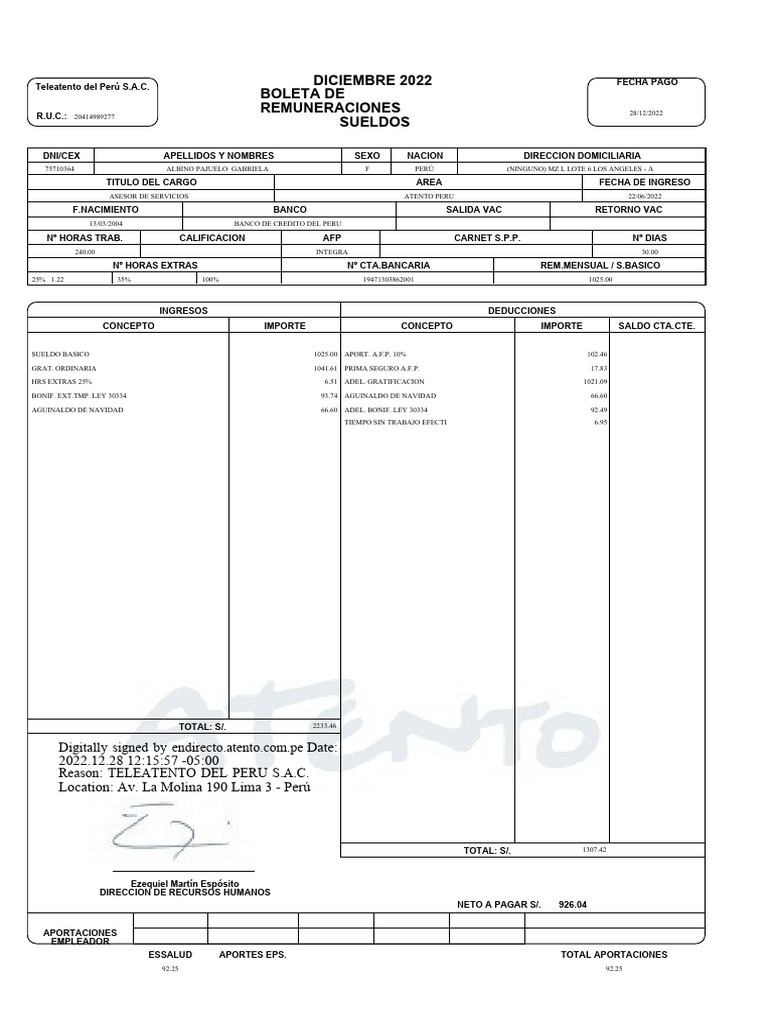 Boleta de Pagos | PDF | Servicios financieros | Economias