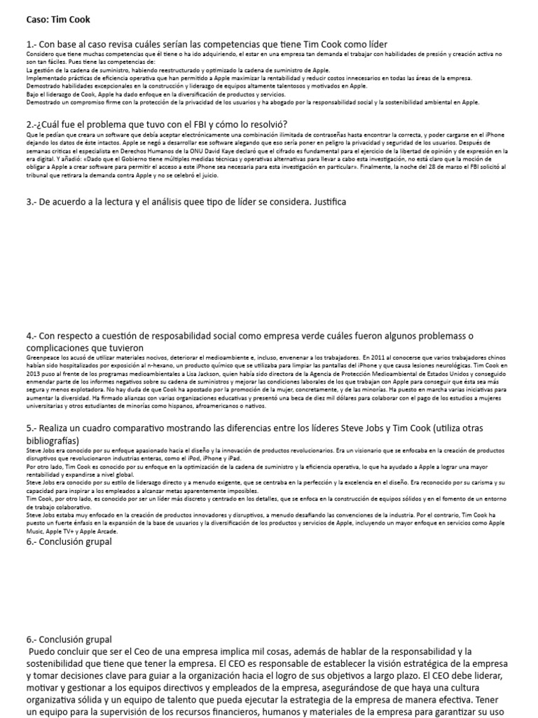 Caso Tim Cook | PDF | Apple Inc. | Business